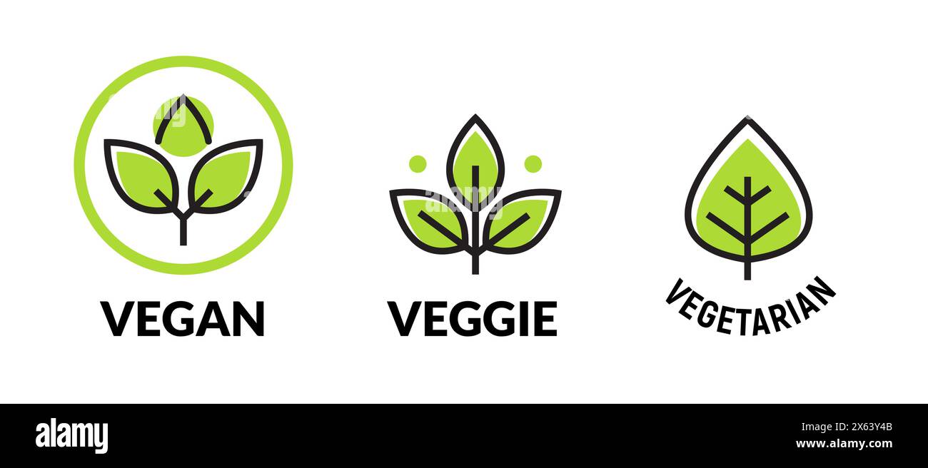 Vegan plant icon logo. Vegetarian plant symbol nature badge bio product ...