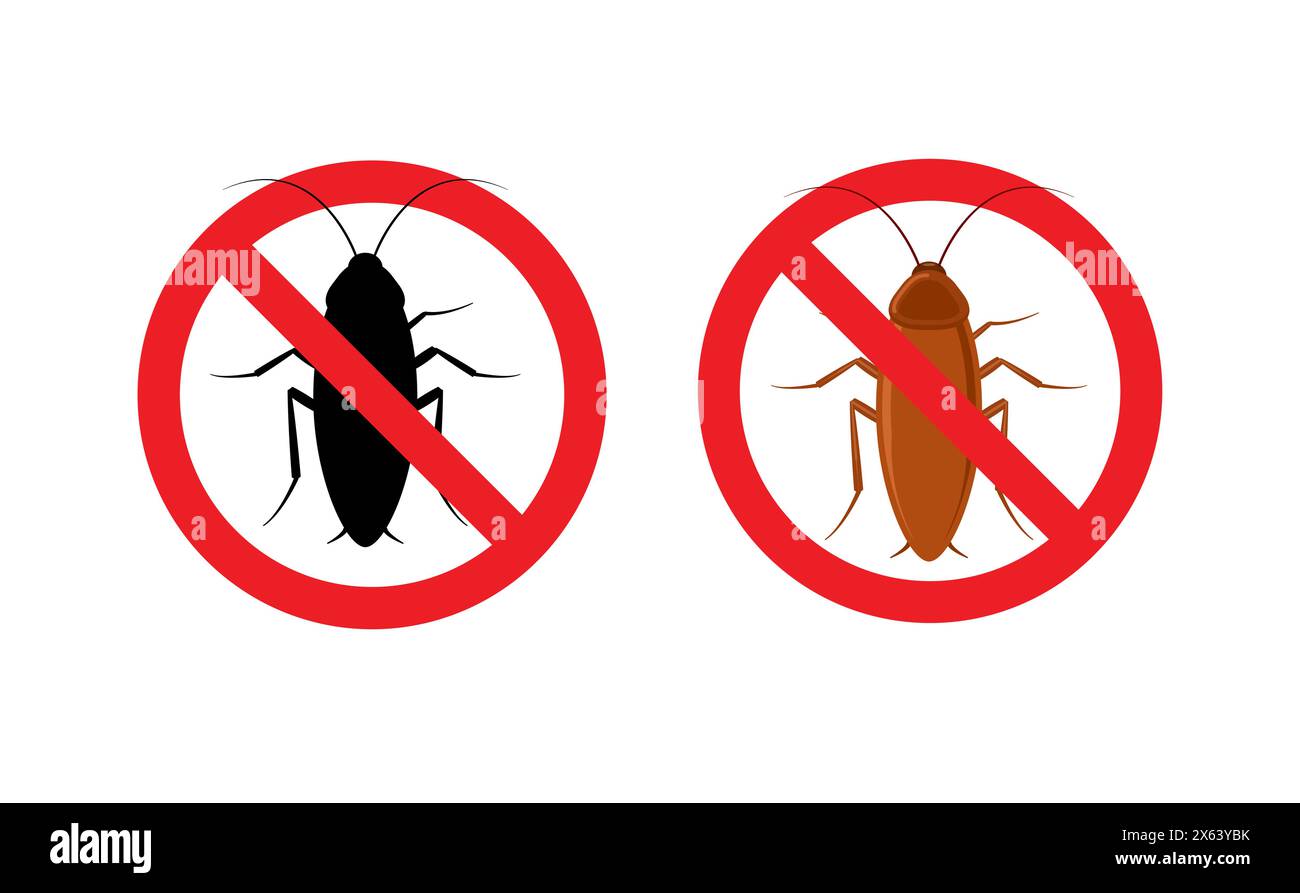 Cockroach anti bug insect vector sign. Fumigation cockroach control ...