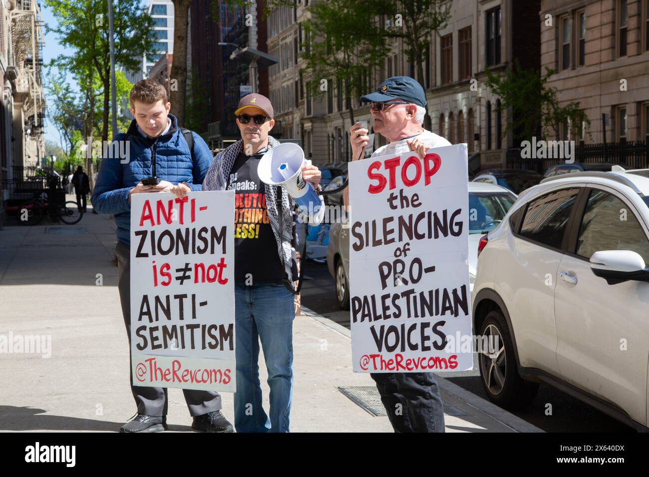 Outside Columbia University on Broadway demonstrators speak out about ...