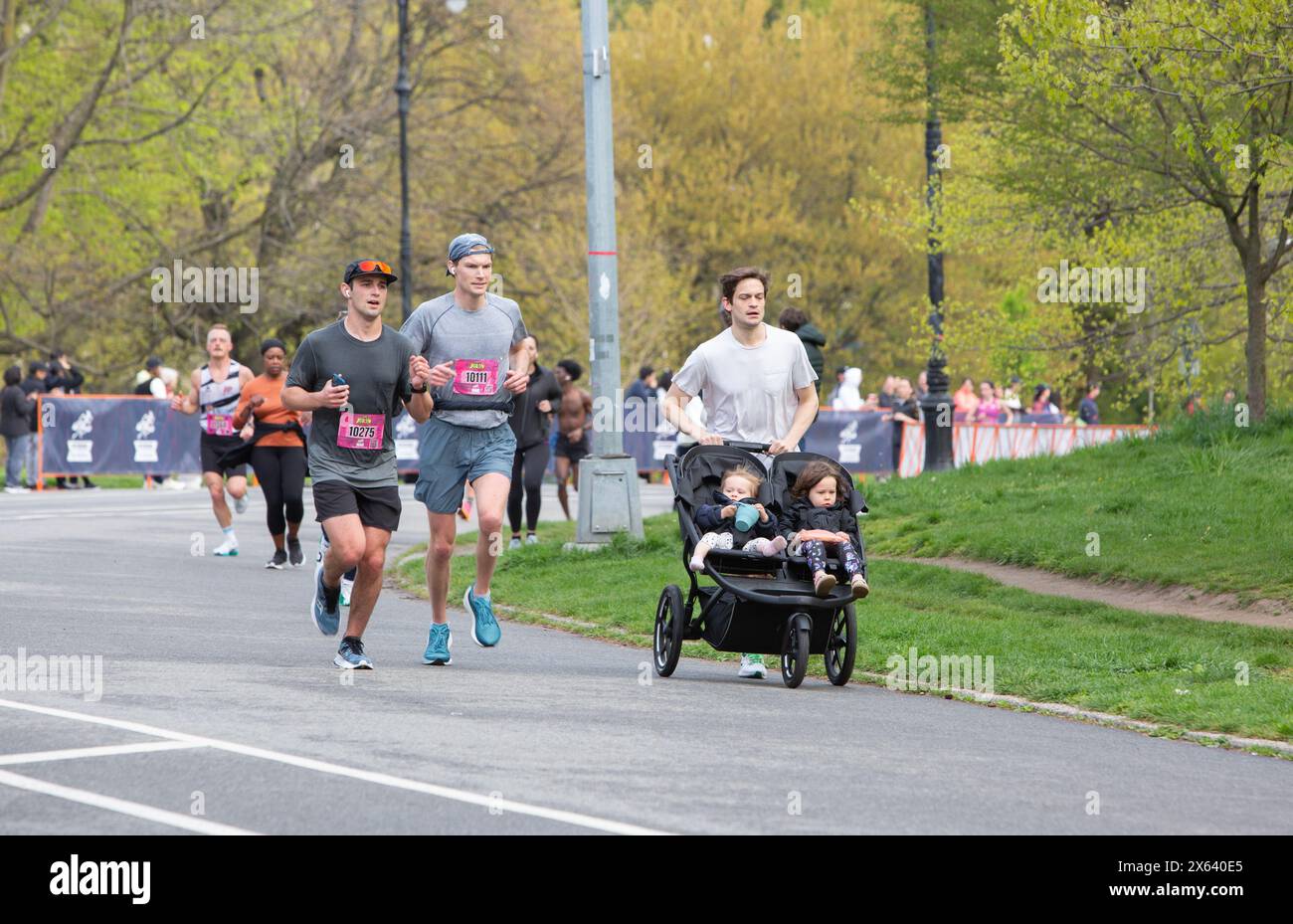Runners in the last stretch of the Brooklyn Half Marathon inside ...