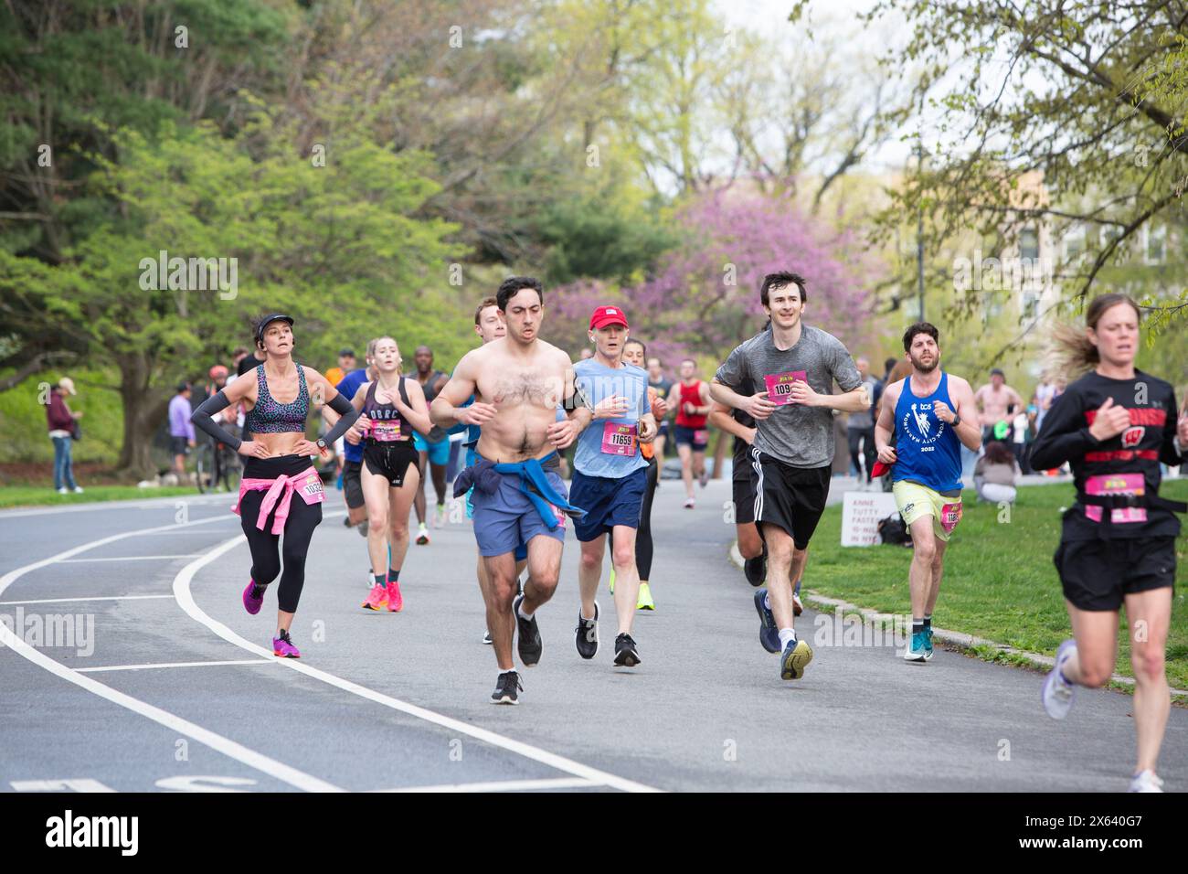 Runners in the last stretch of the Brooklyn Half Marathon inside ...
