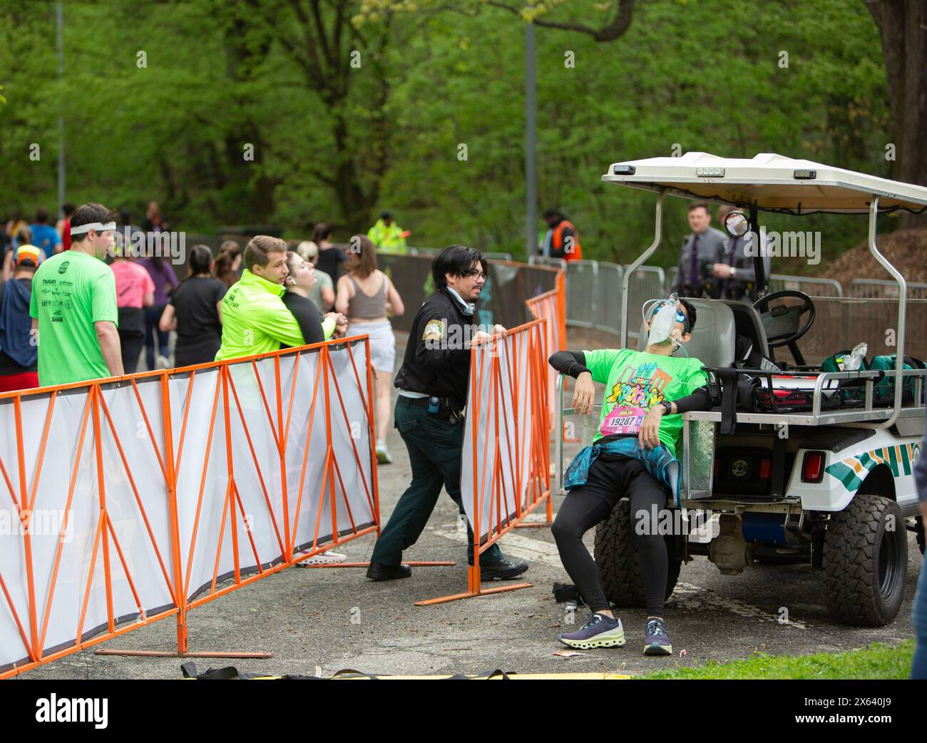 Runners in the last stretch of the Brooklyn Half Marathon inside ...