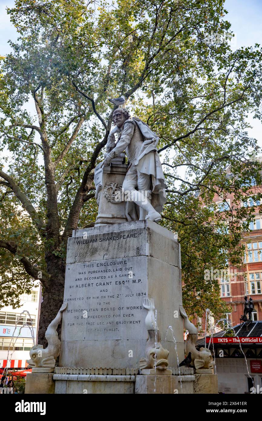 William Shakespeare marble statue erected in 1874 in Leicester Square ...