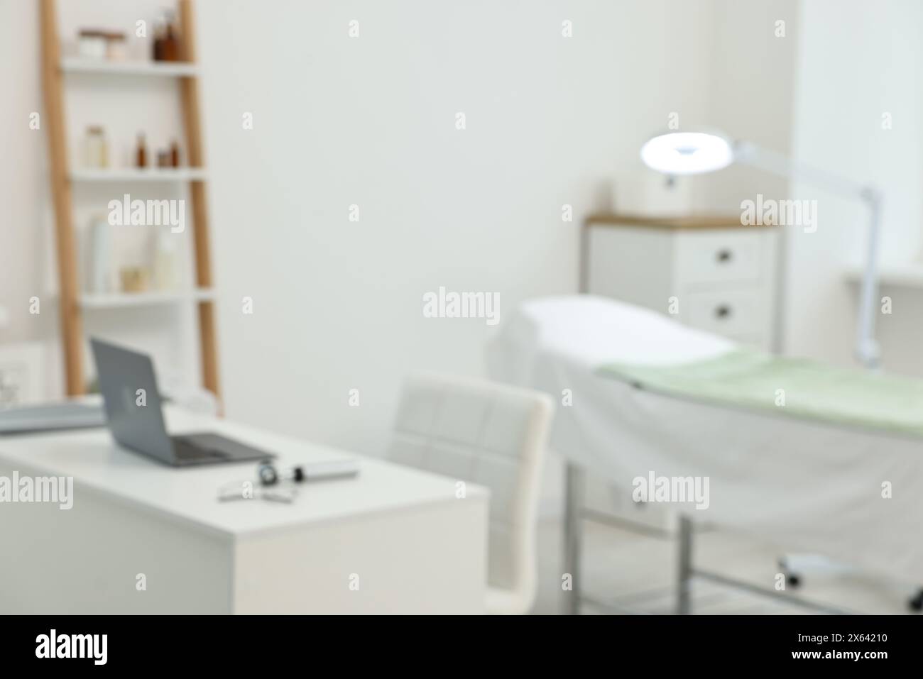 Modern interior of dermatologist's office with examination table Stock ...