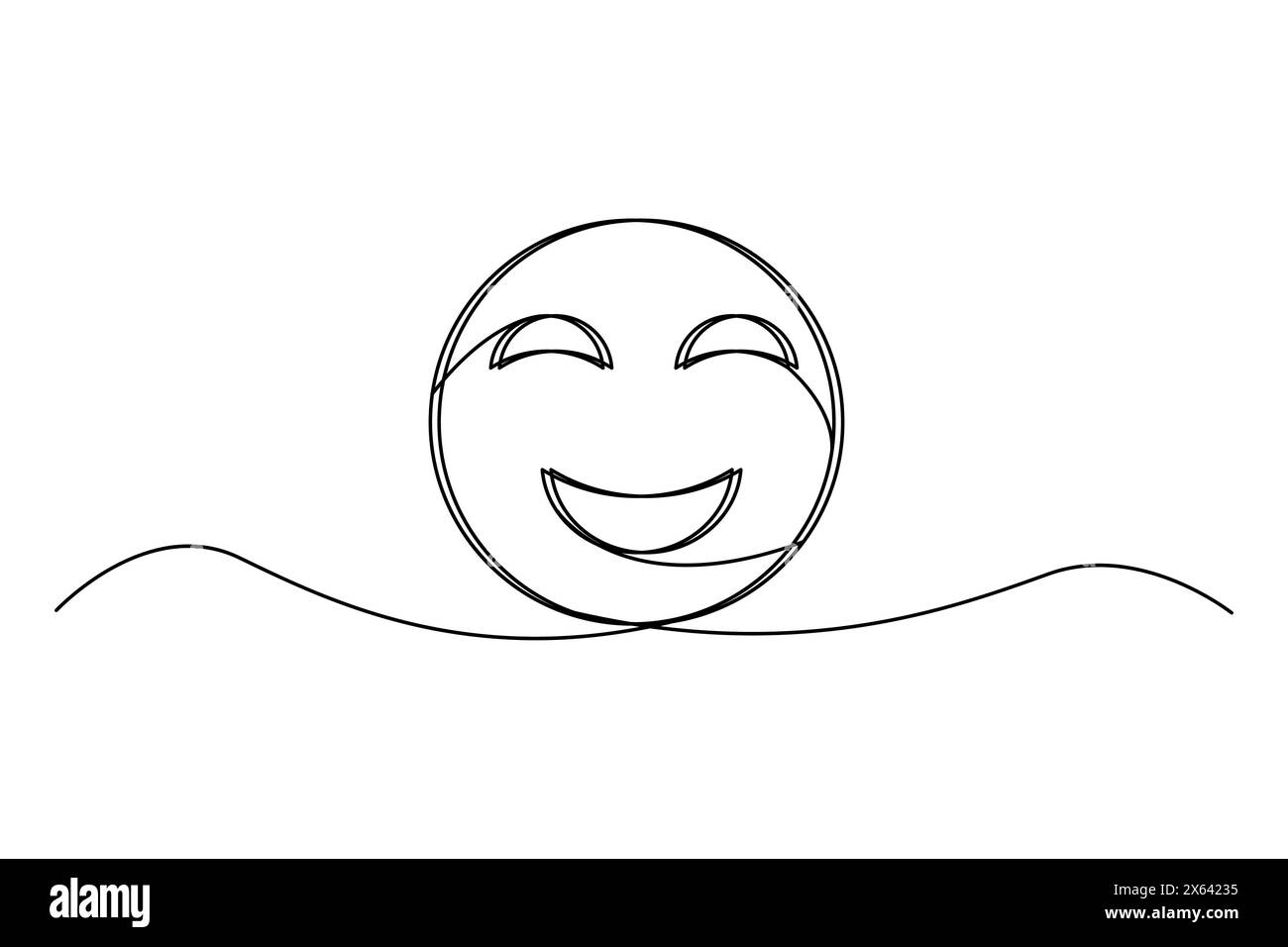 Minimalist illustration of a smiling face drawn with a single line ...