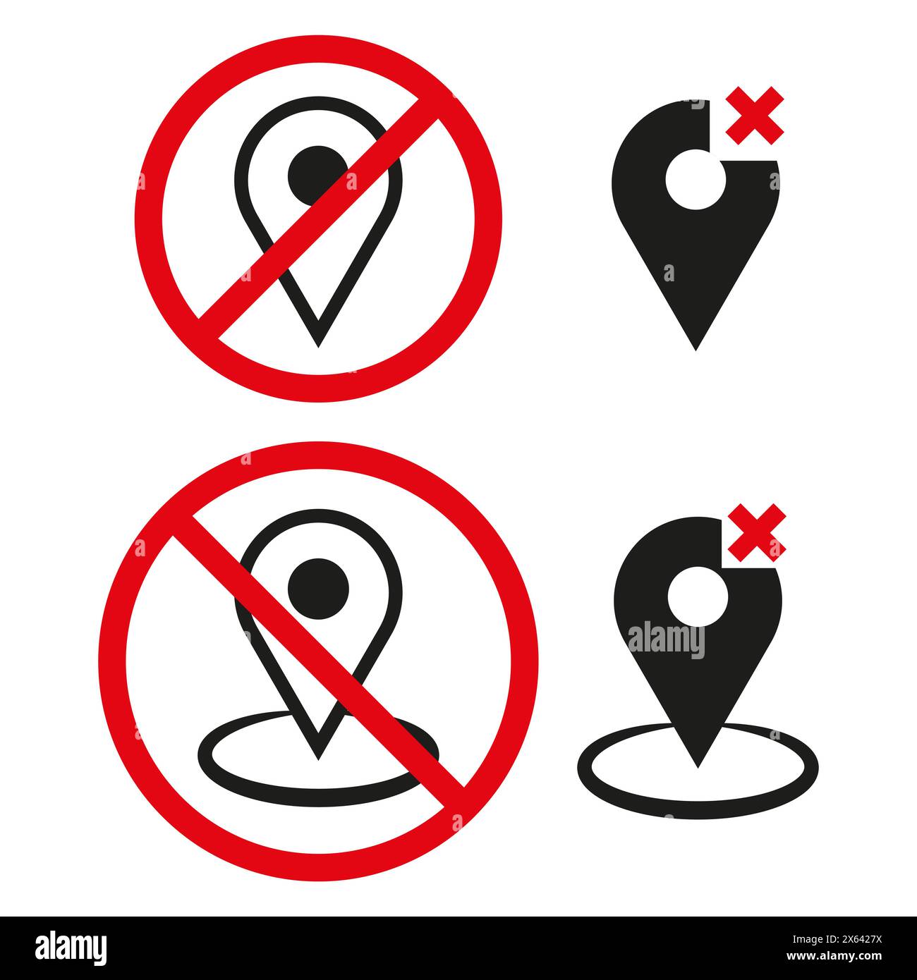 No Location Access Sign. Prohibited Map Pin Symbol. GPS Disabled Icon ...