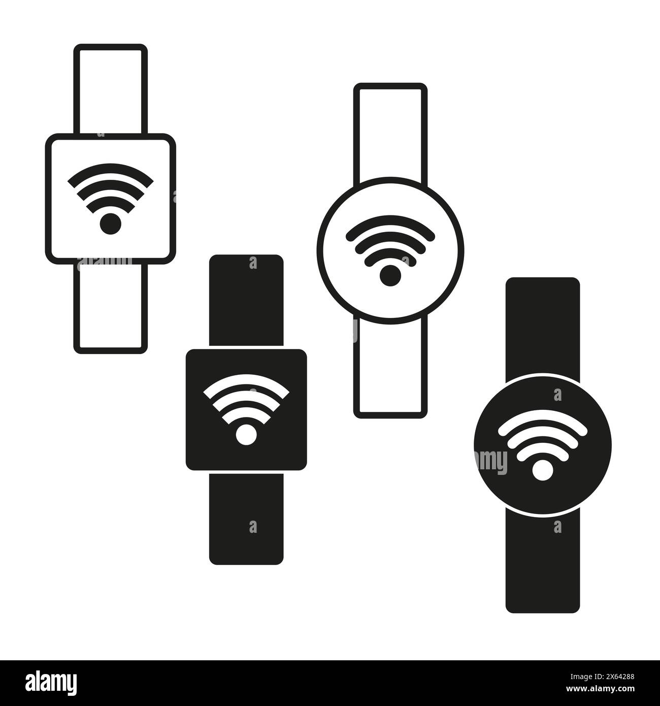 Smartwatch connectivity icons. Wireless technology wearable devices ...
