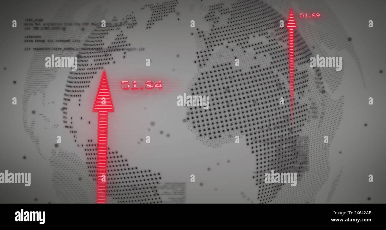 Animation world map over arrows hi-res stock photography and images - Alamy