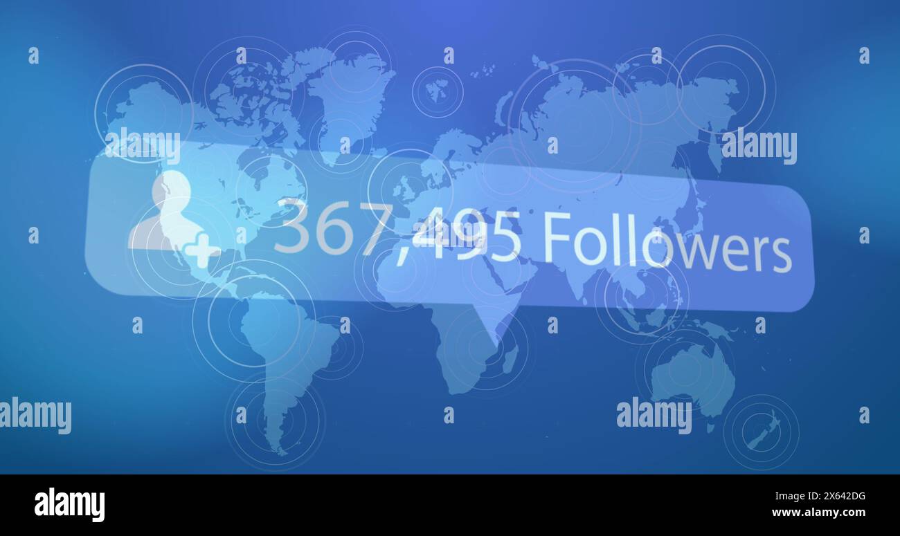 Image of profile icon with increasing followers against pulsating ...