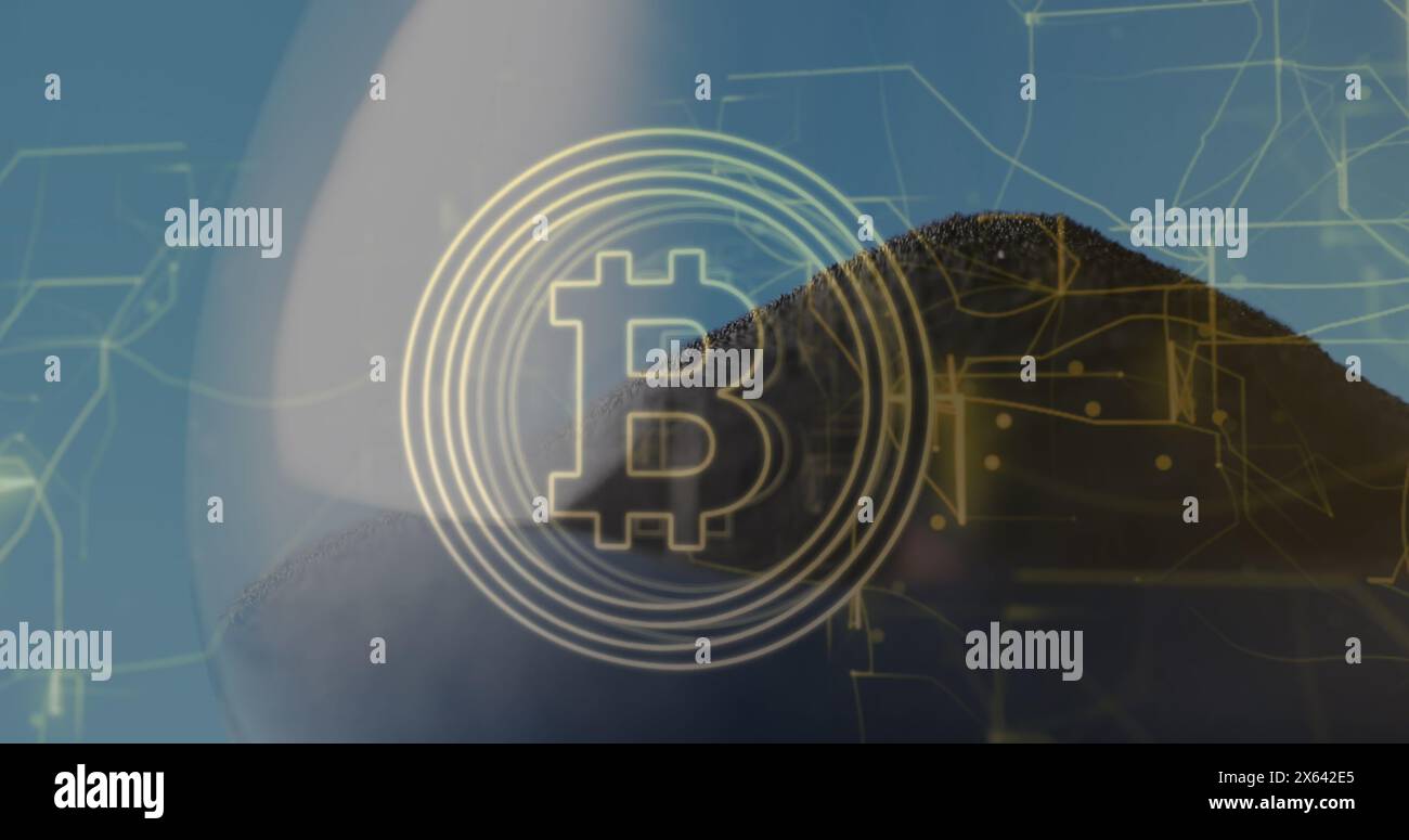 Image of bitcoin and data processing over hourglass Stock Photo - Alamy