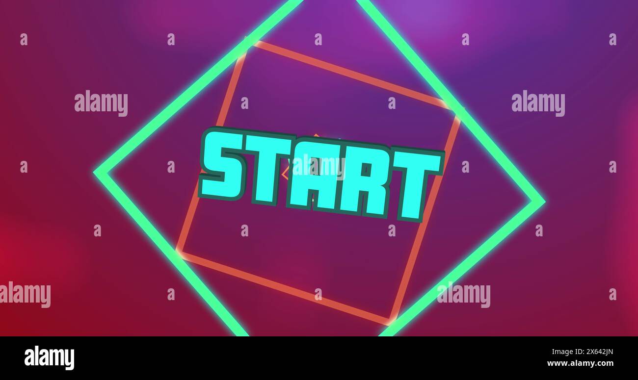Animation start text in purple hi-res stock photography and images - Alamy