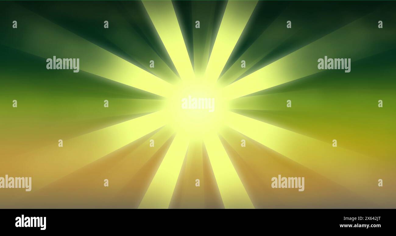 Image of bright light radiating from center, casting rays across green ...