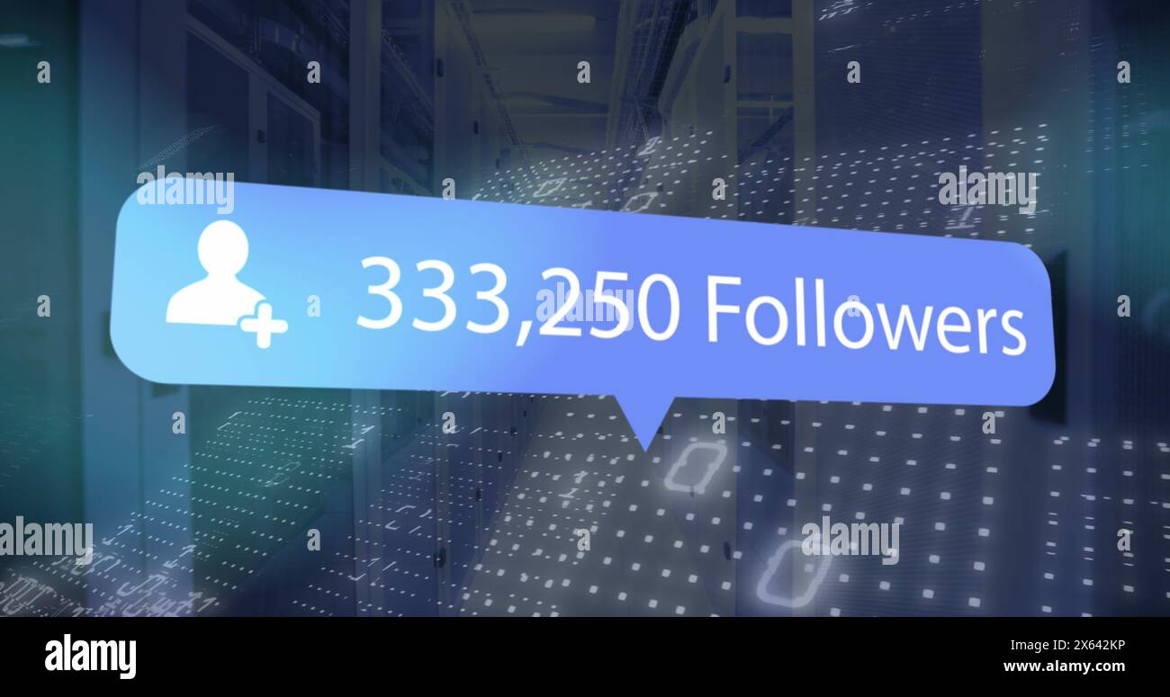 Image of profile icon with increasing followers and binary coding ...