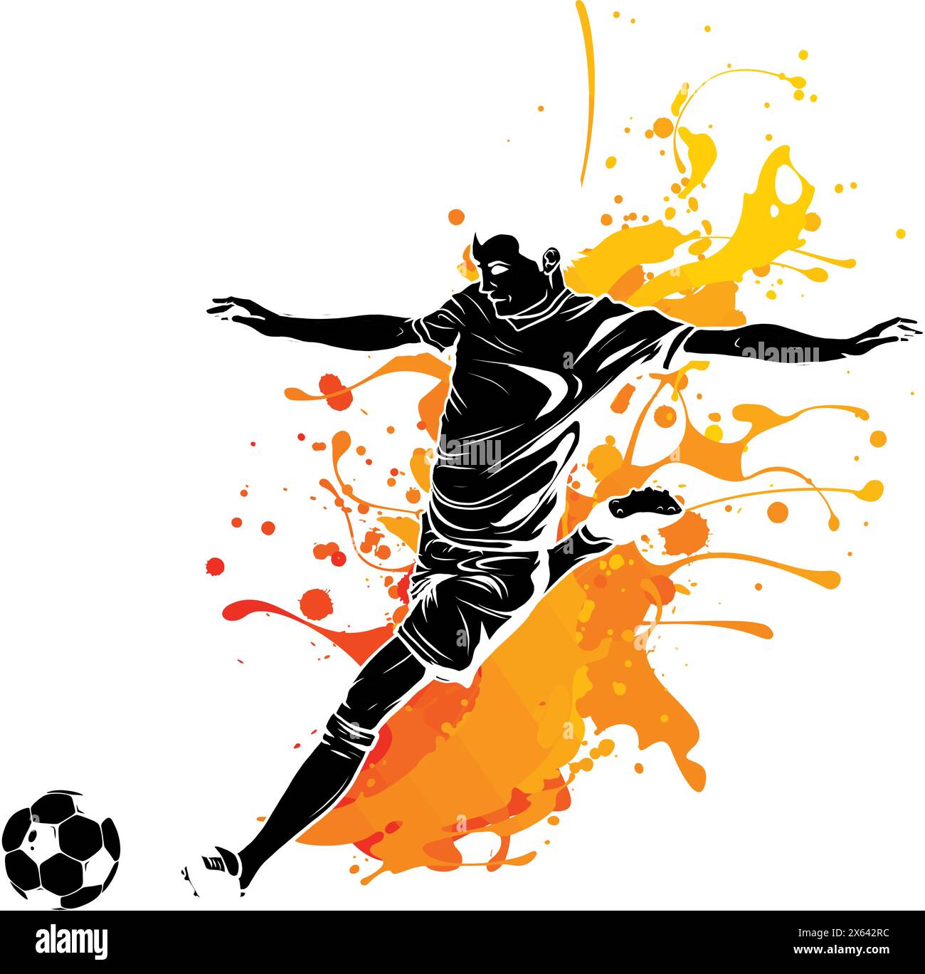 kick the ball soccer vector illustration. digital hand draw design ...