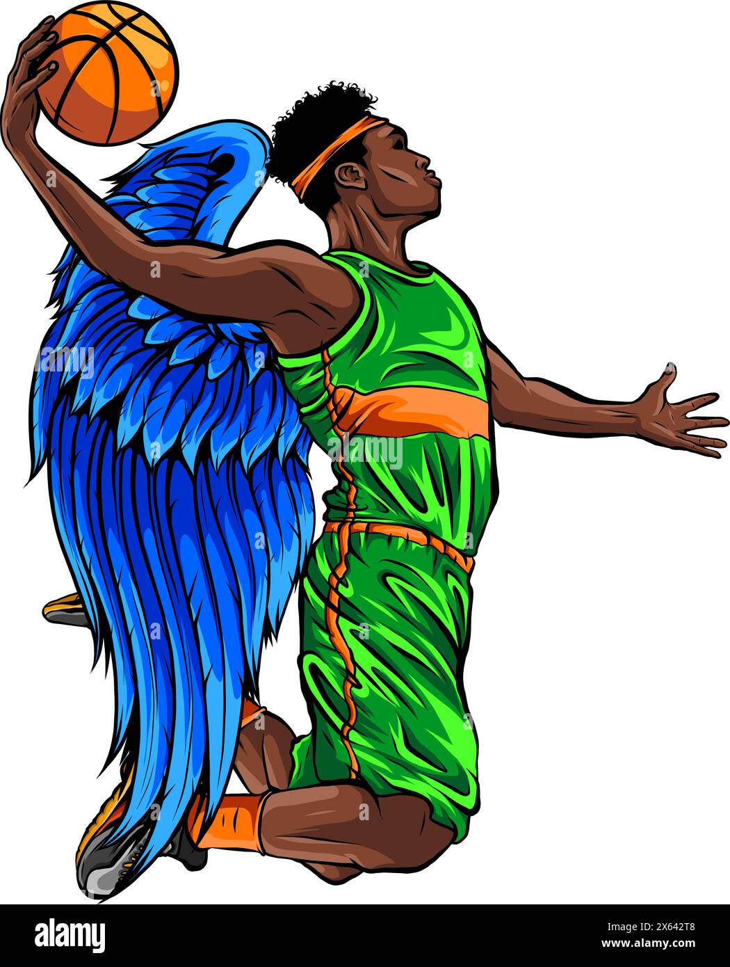 Flat design basketball player dunk vector illustration on white ...