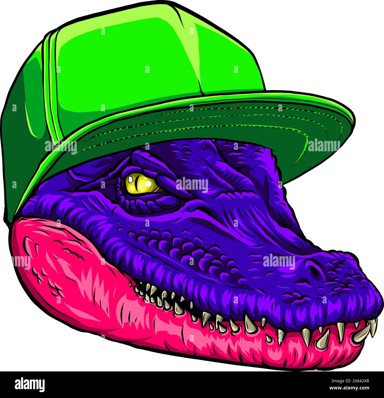 Vector illustration of alligator head on a white background. digital ...
