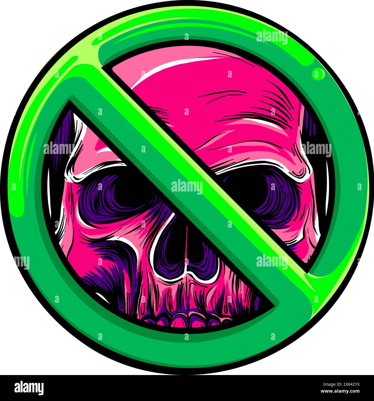 vector illustration of skull death danger ban on white background Stock ...