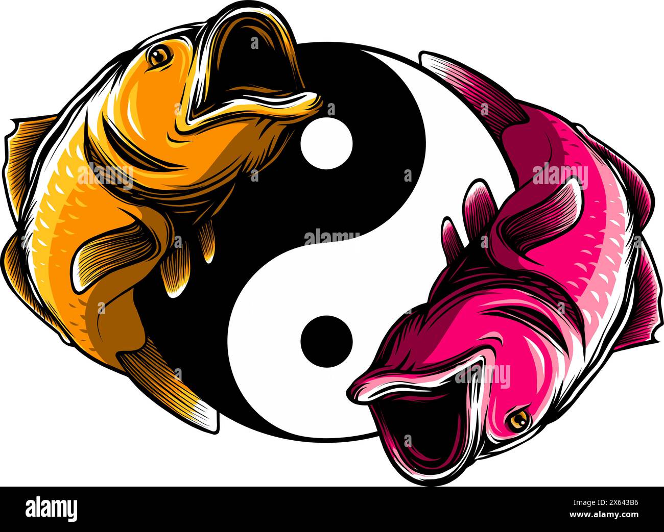 vector illustration of Yin Yang symbol on white background Stock Vector ...