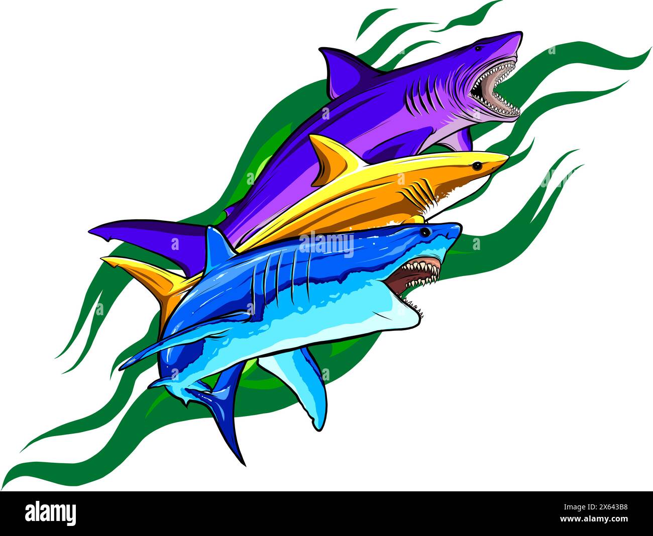 vector illustration of sharks on white background Stock Vector Image & Art - Alamy