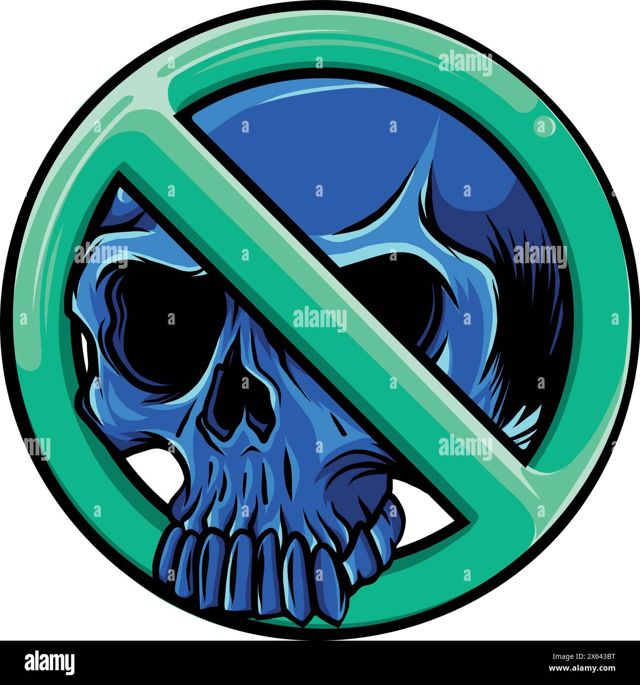 No Skull Symbol Isolated on White Background. Eskeleton Head Vector ...