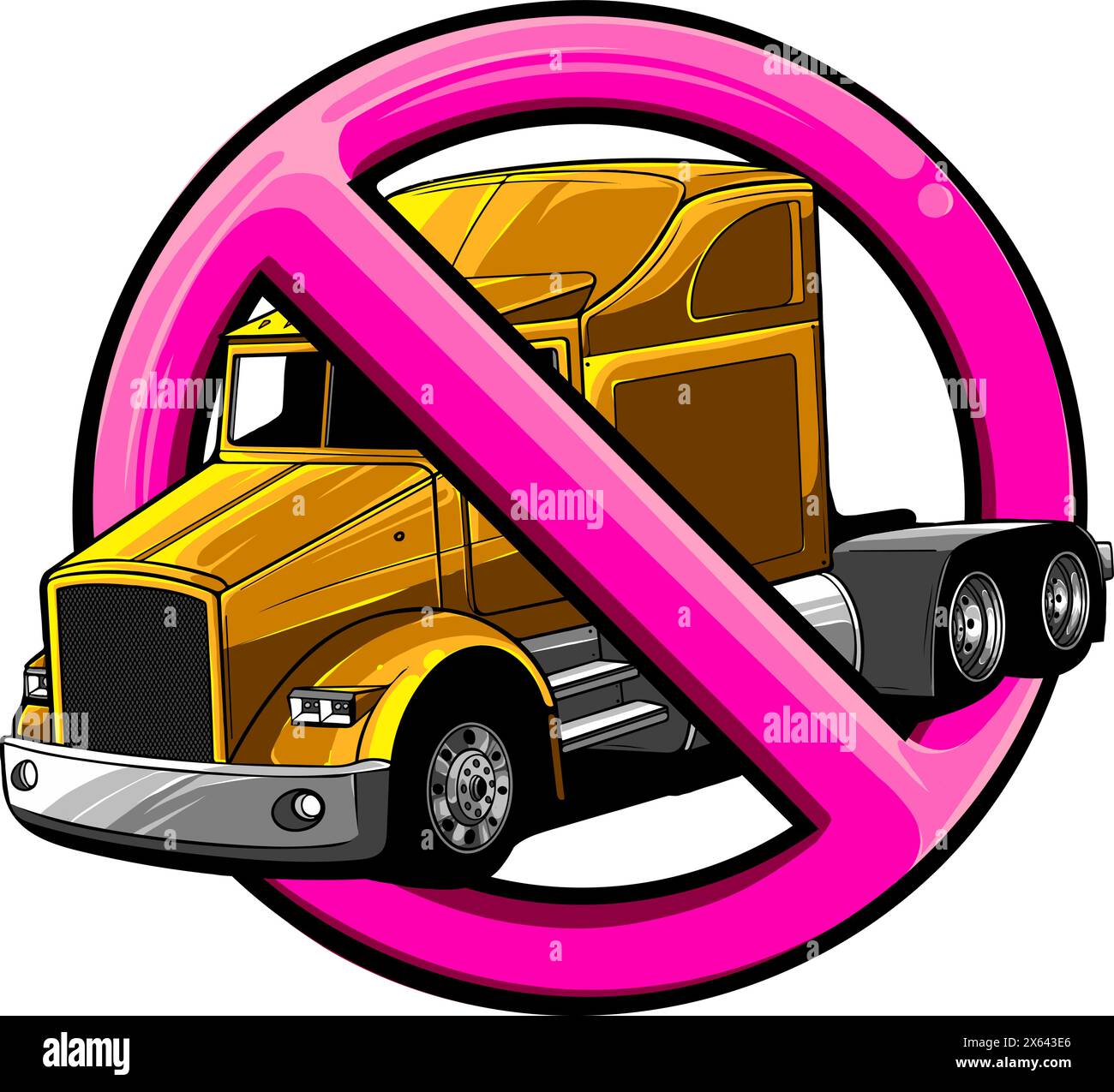 vector illustration of no truck sign on white background. digital draw ...