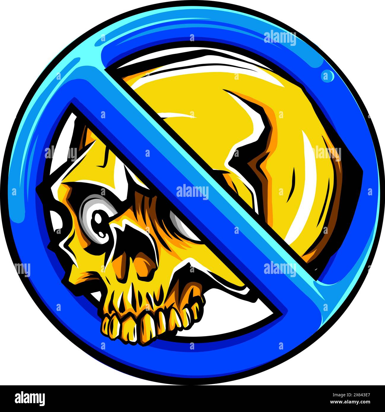 No Skull Symbol Isolated on White Background. Eskeleton Head Vector ...
