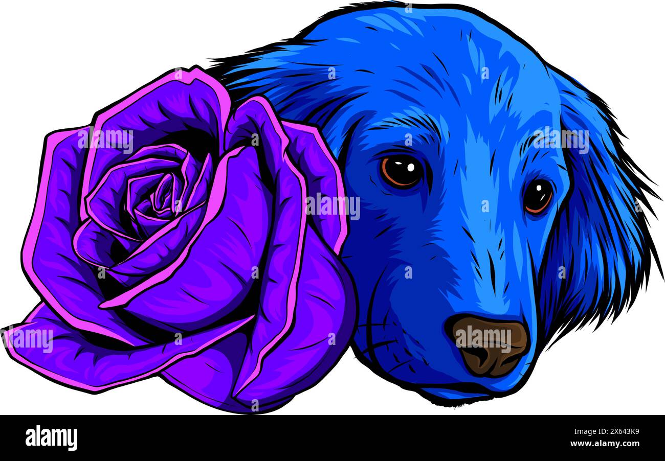 Cute Dog With Rose Flower Cartoon Vector Icon Illustration Stock Vector ...