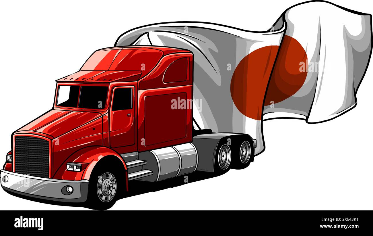 vector illustration of semi truck vector front view on white background ...