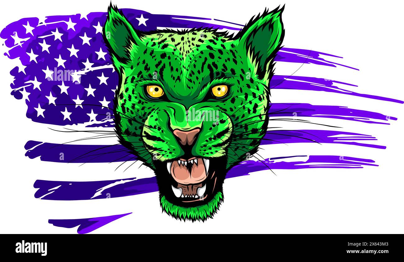 vector illustration of Roaring leopard head design Stock Vector Image ...