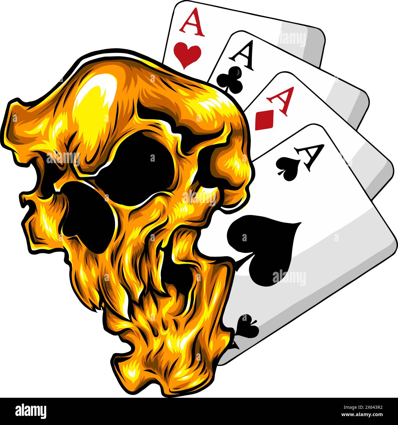 vector illustration of Aces and Skull on white background. digital draw ...