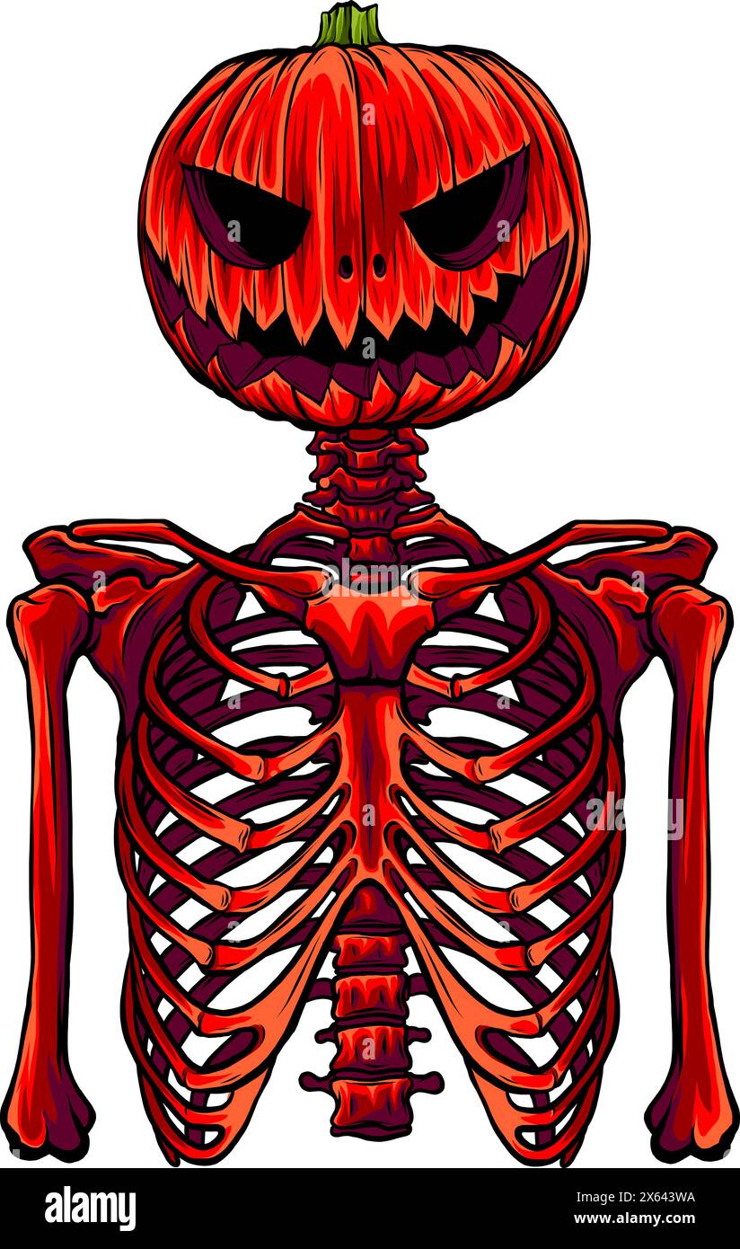 vector illustration of skeleton Halloween on white background Stock ...