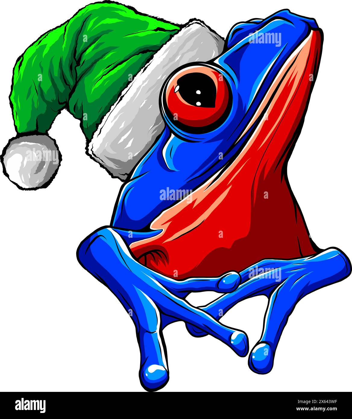 Cute and funny frog wearing Santa s hat Stock Vector Image & Art - Alamy