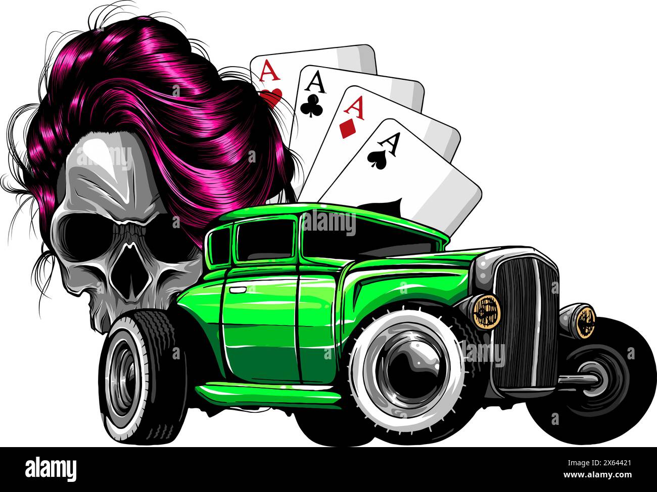 vector illustration of Vintage Hot Rod Car on white background Stock ...