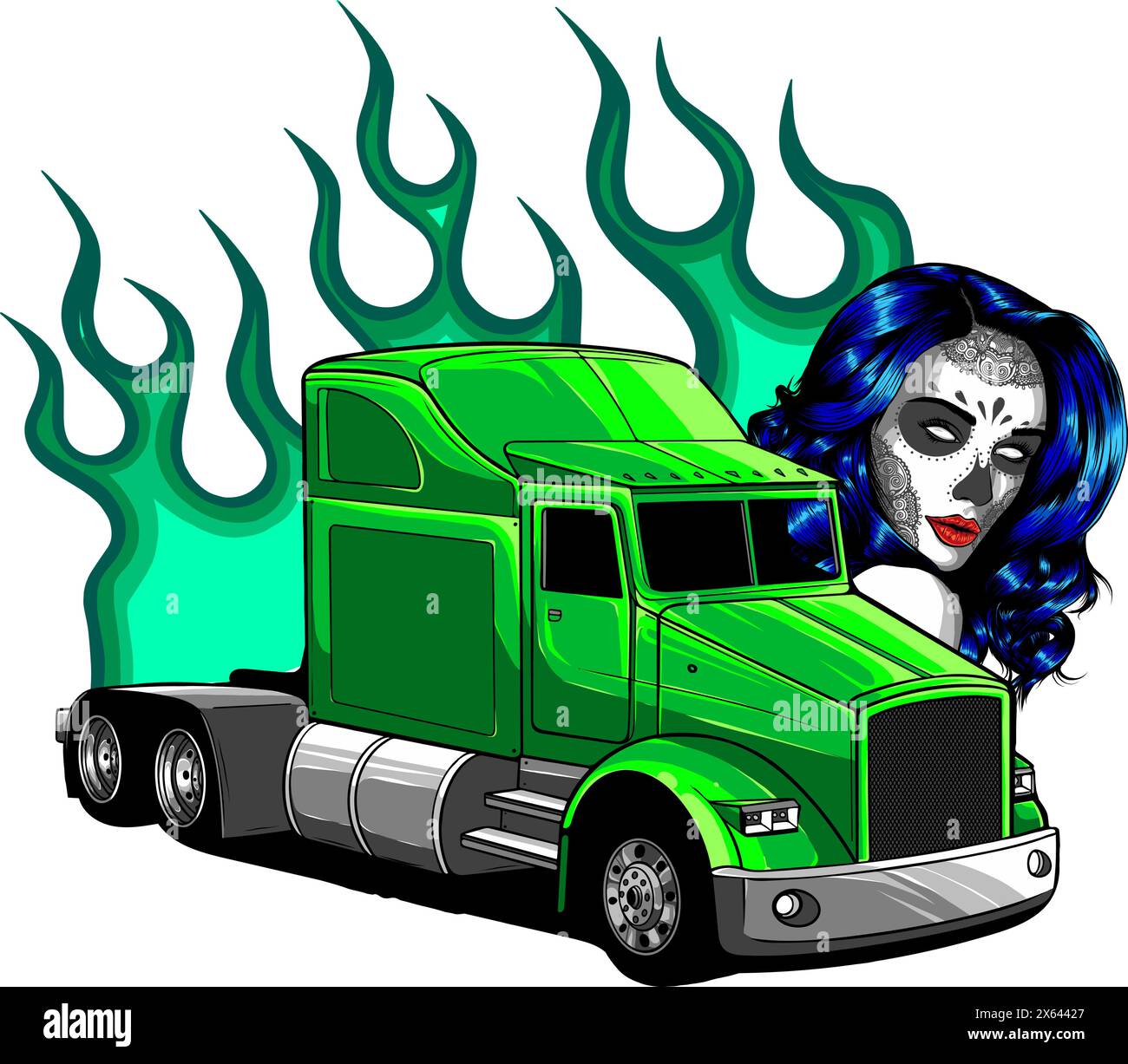 Vector illustration of Cartoon Semi Truck on white background Stock ...
