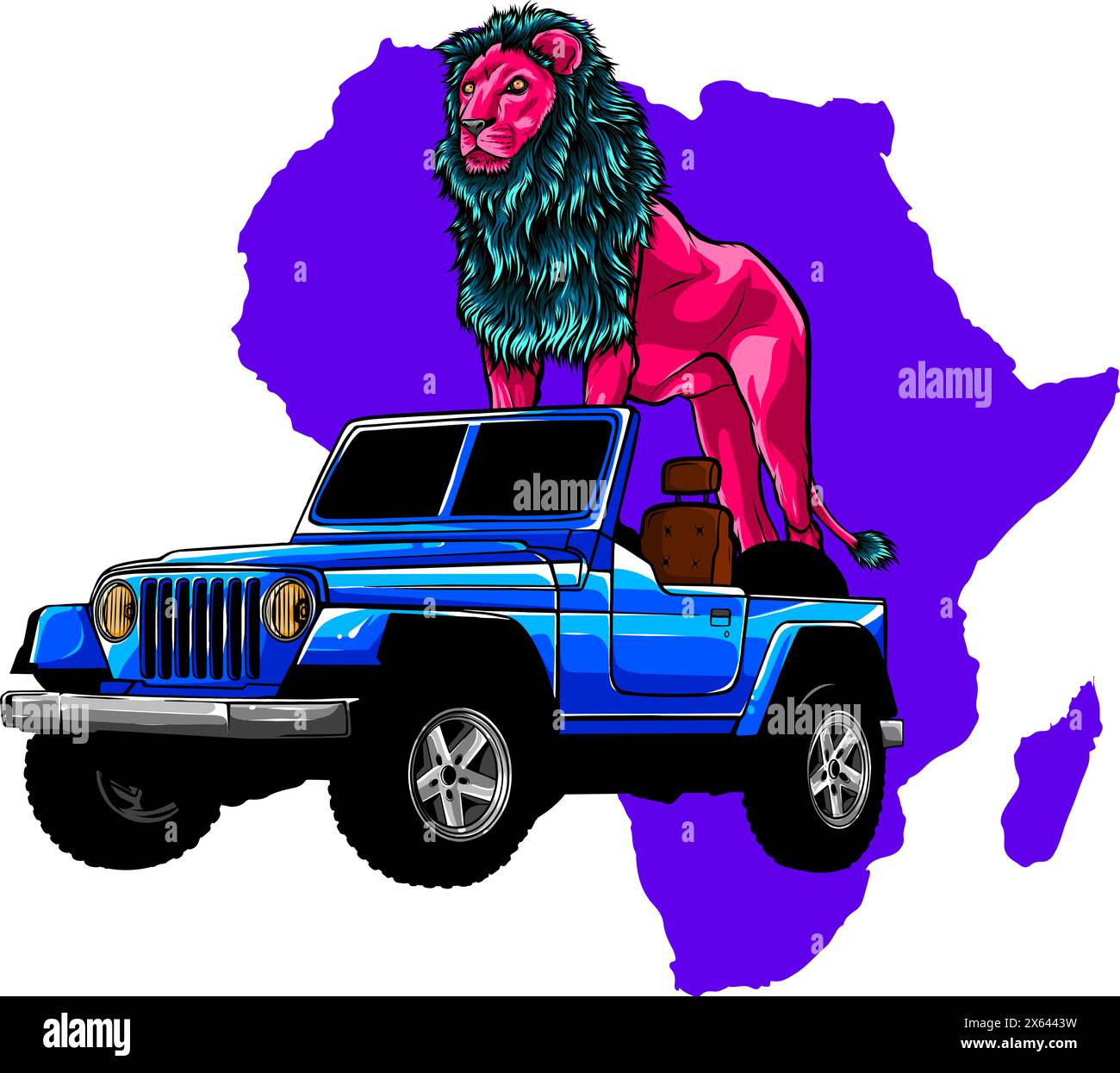 Africa Map of wild rhino sunset safari animals vector Stock Vector ...