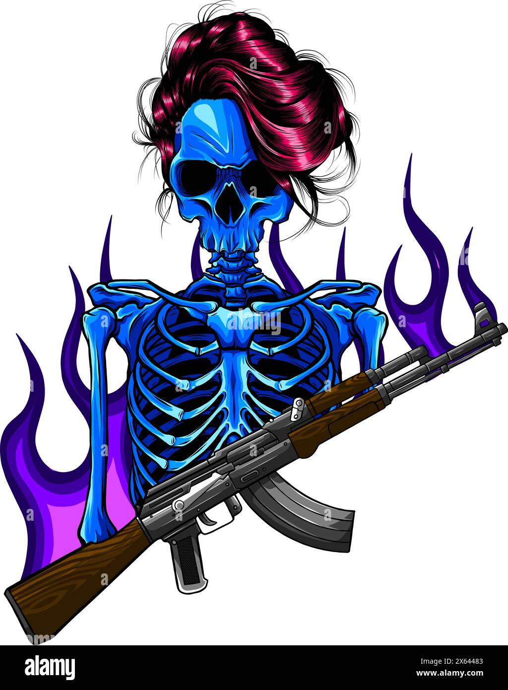 Cartoon Skeleton vector illustration on white background. digital draw ...