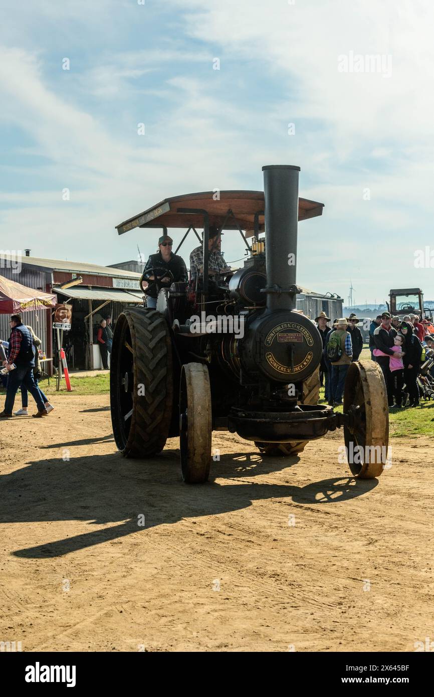 A preserved Fowler and Co steam traction engine in operation Stock ...