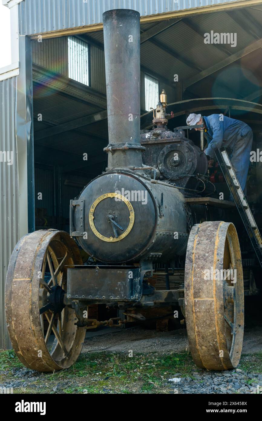 Restoring a preserved Fowler steam engine to operating condition Stock ...