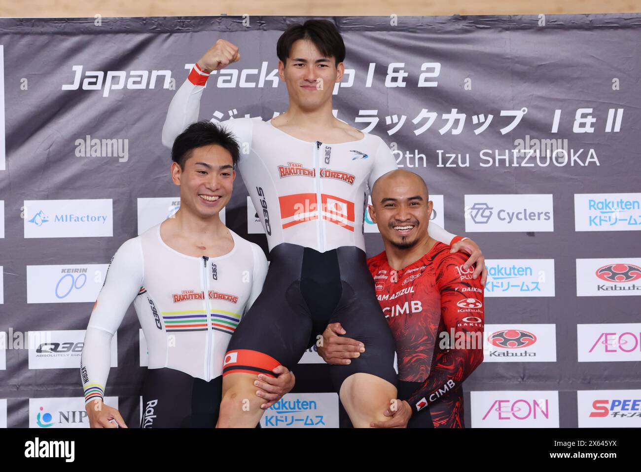 Izu Velodrome, Shizuoka, Japan. 11th May, 2024. (L to R) Yuta Obara, Kaiya Ohta, AWANG Mohd ...