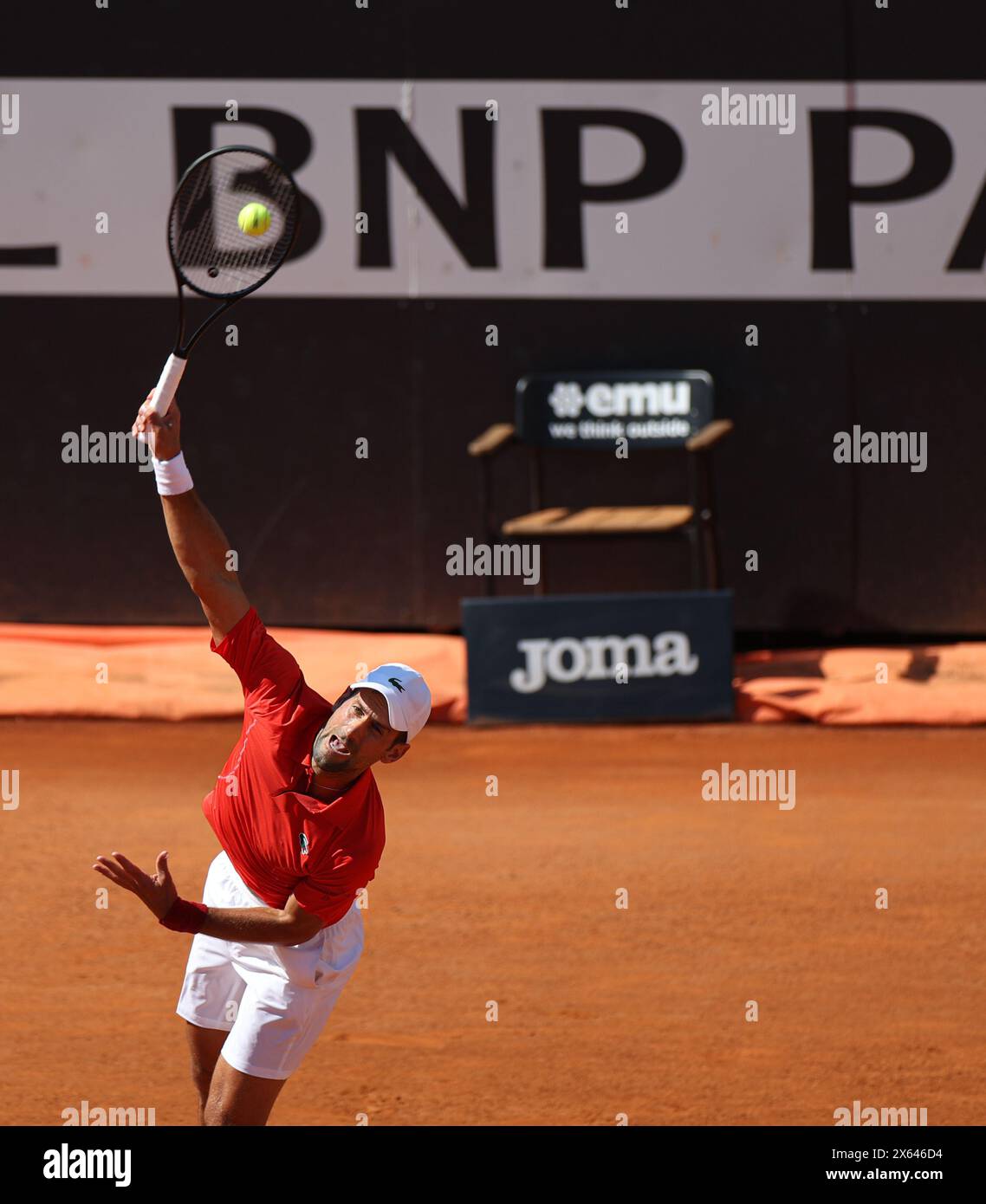Rome, Italy. 12th May, 2024. Novak Djokovic of Serbia serves during the ...