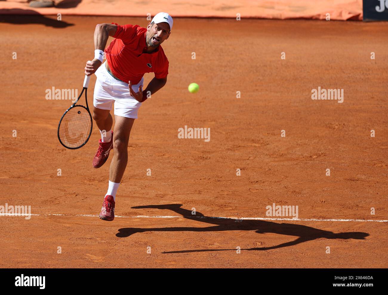 Rome, Italy. 12th May, 2024. Novak Djokovic of Serbia serves during the ...