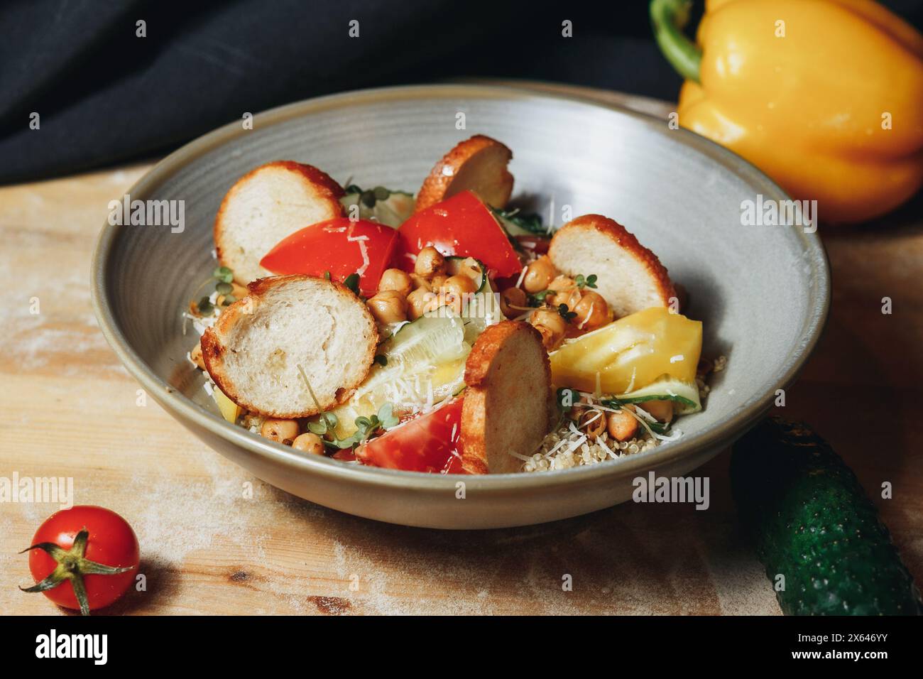 Vibrant Chickpea Delight: Salad Bursting With Fresh Vegetables Stock ...