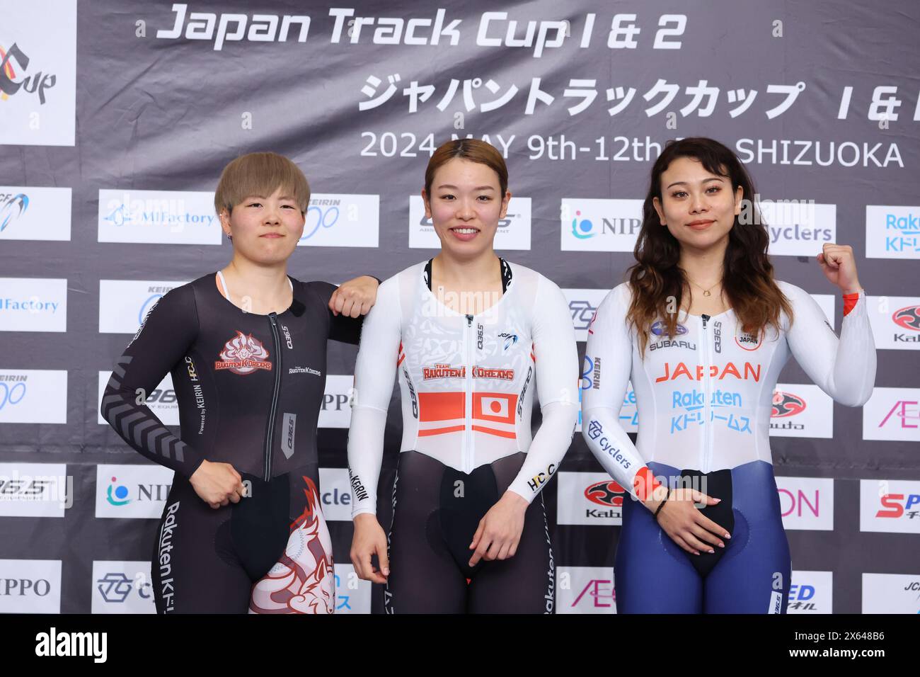 Izu Velodrome, Shizuoka, Japan. 12th May, 2024. (L to R) Fuko Umekawa, Mina Sato, Riyu Ohta (JPN ...