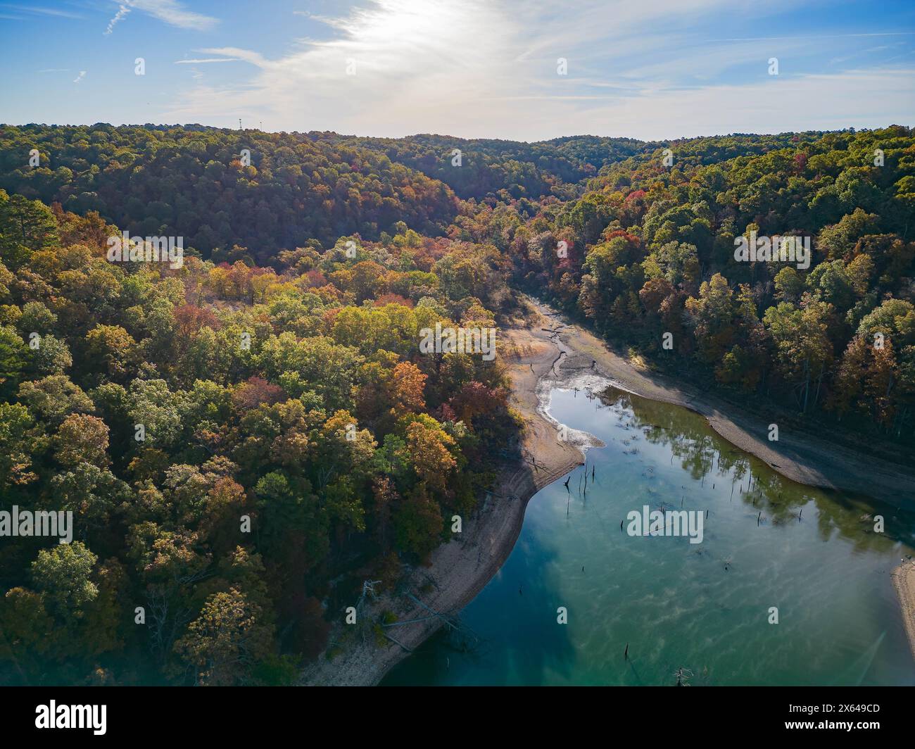 Aerial view of the Hobbs State Park-Conservation Area landscape at ...
