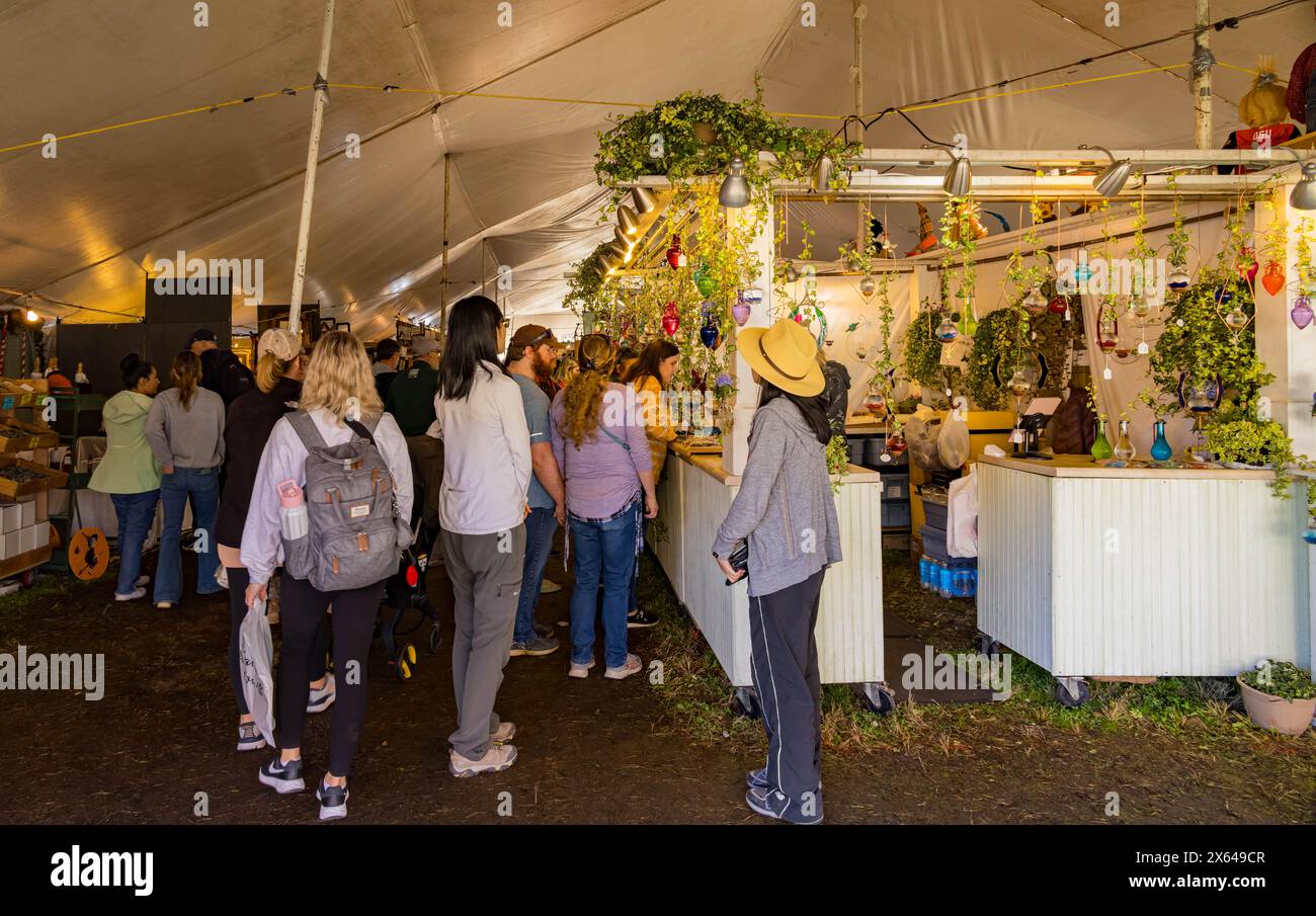 Arkansas, OCT 21 2023 - Vendors selling different goods in War Eagle ...
