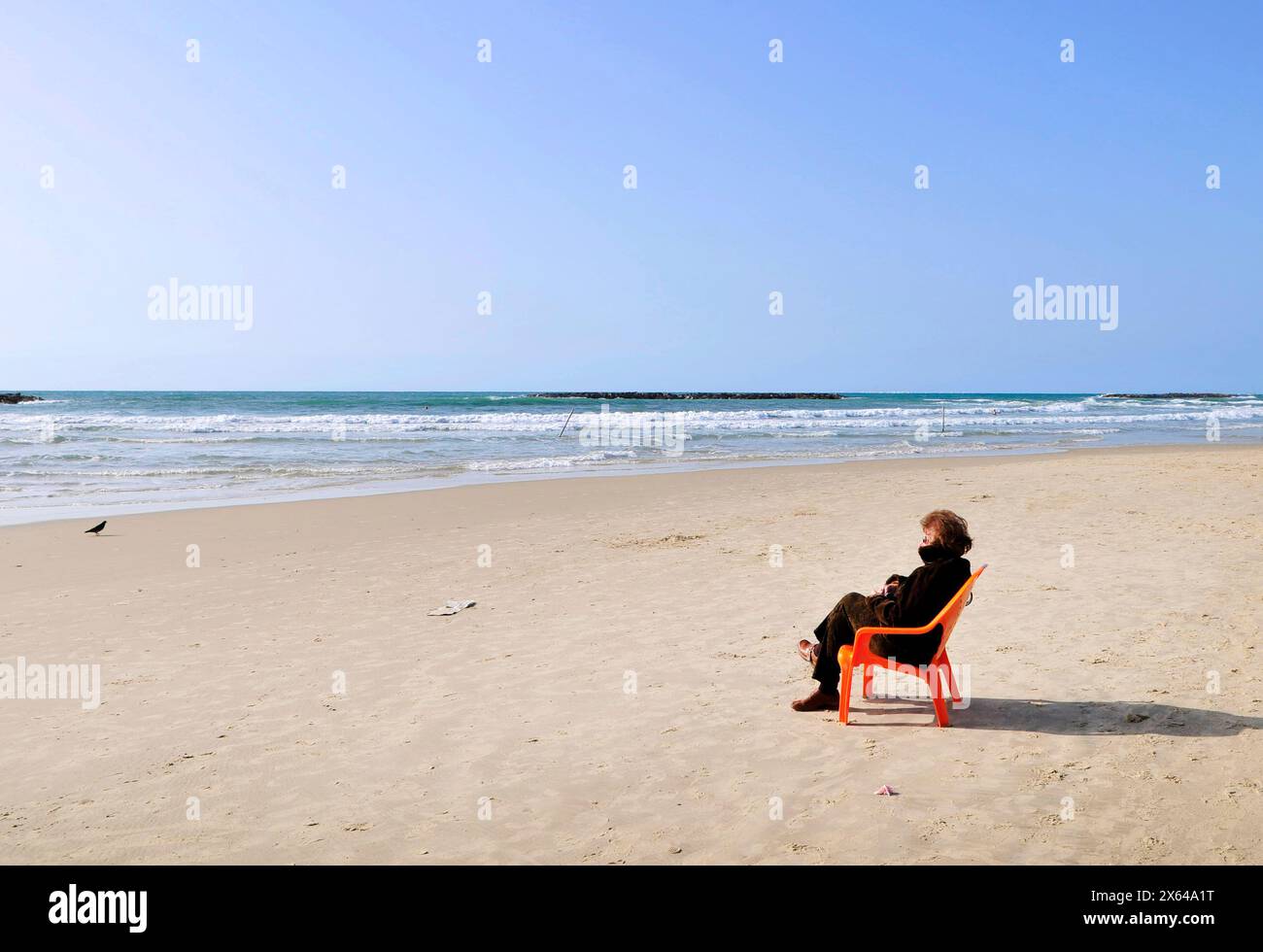 Alone on the beach in Tel-Aviv, Israel Stock Photo - Alamy
