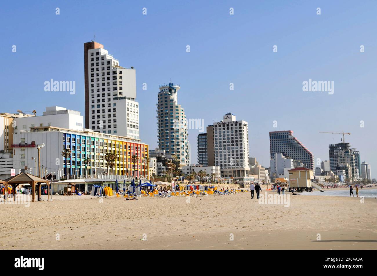 The colorful Dan hotel by Frishman beach in Tel-Aviv, Israel Stock ...