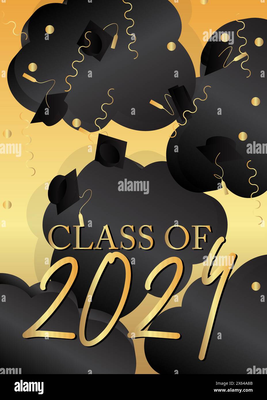 Black and gold class of 2024 Graduation design template. Vintage party ...