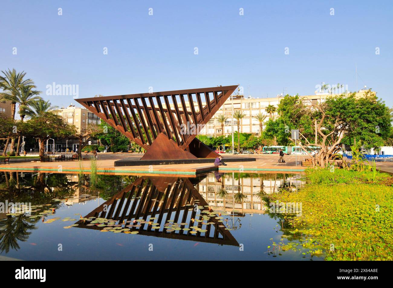 The holocaust memorial in Rabin square in central Tel-Aviv, Israel ...