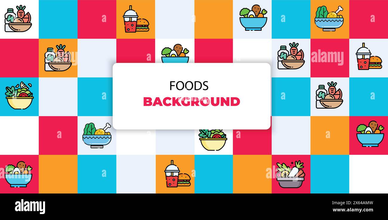 Background Autumn abstract food and drink pattern collection, breakfast ...